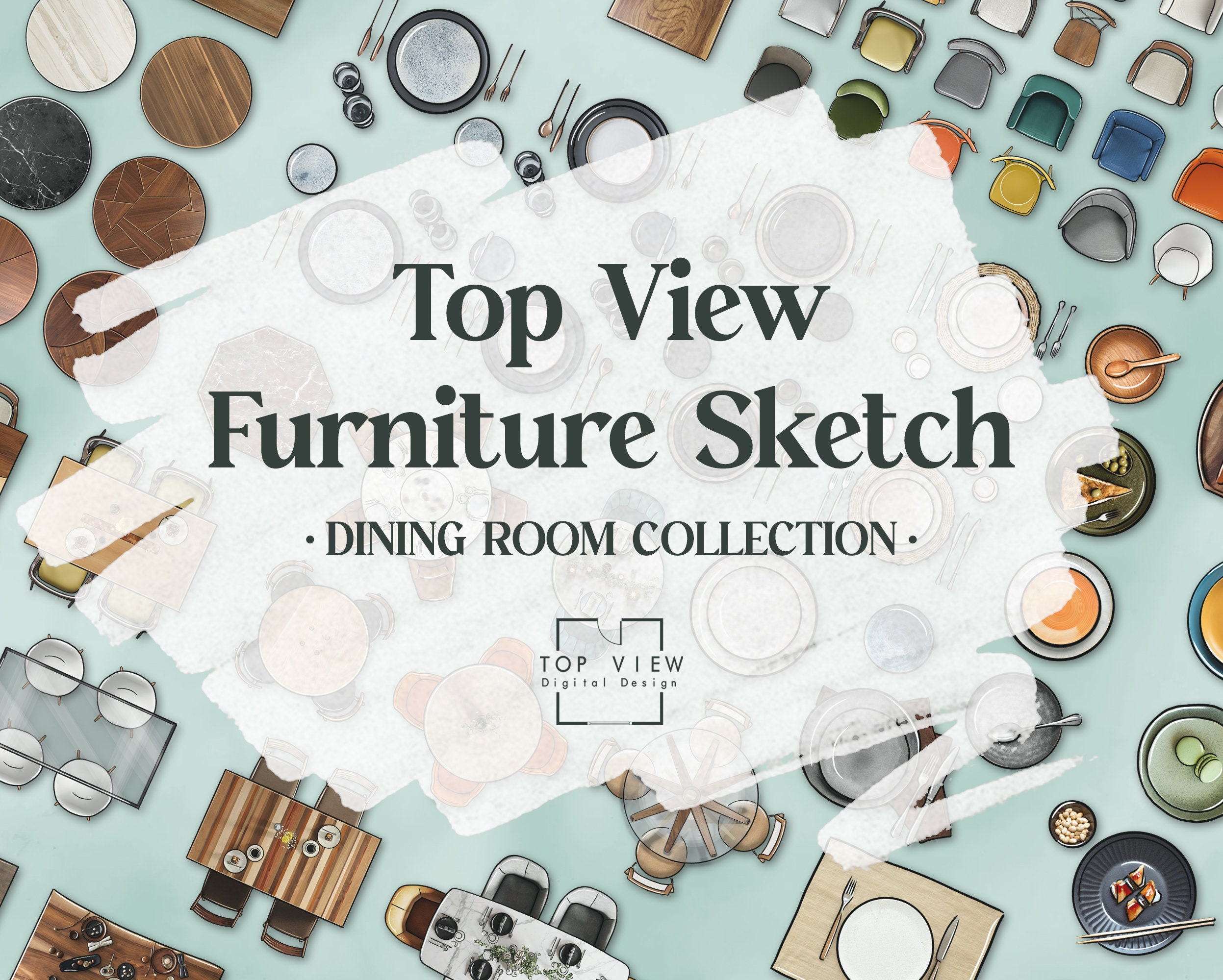 Top View Furniture Sketch – Dining Room COLLECTION - Etsy