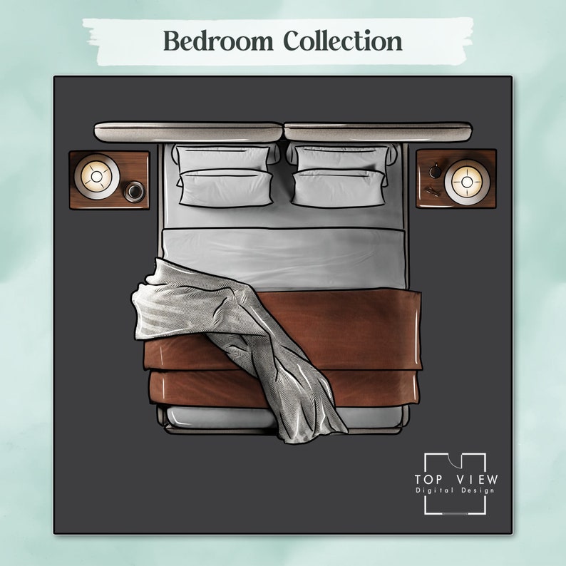 Top View Furniture Sketch – Bedroom COLLECTION - Etsy