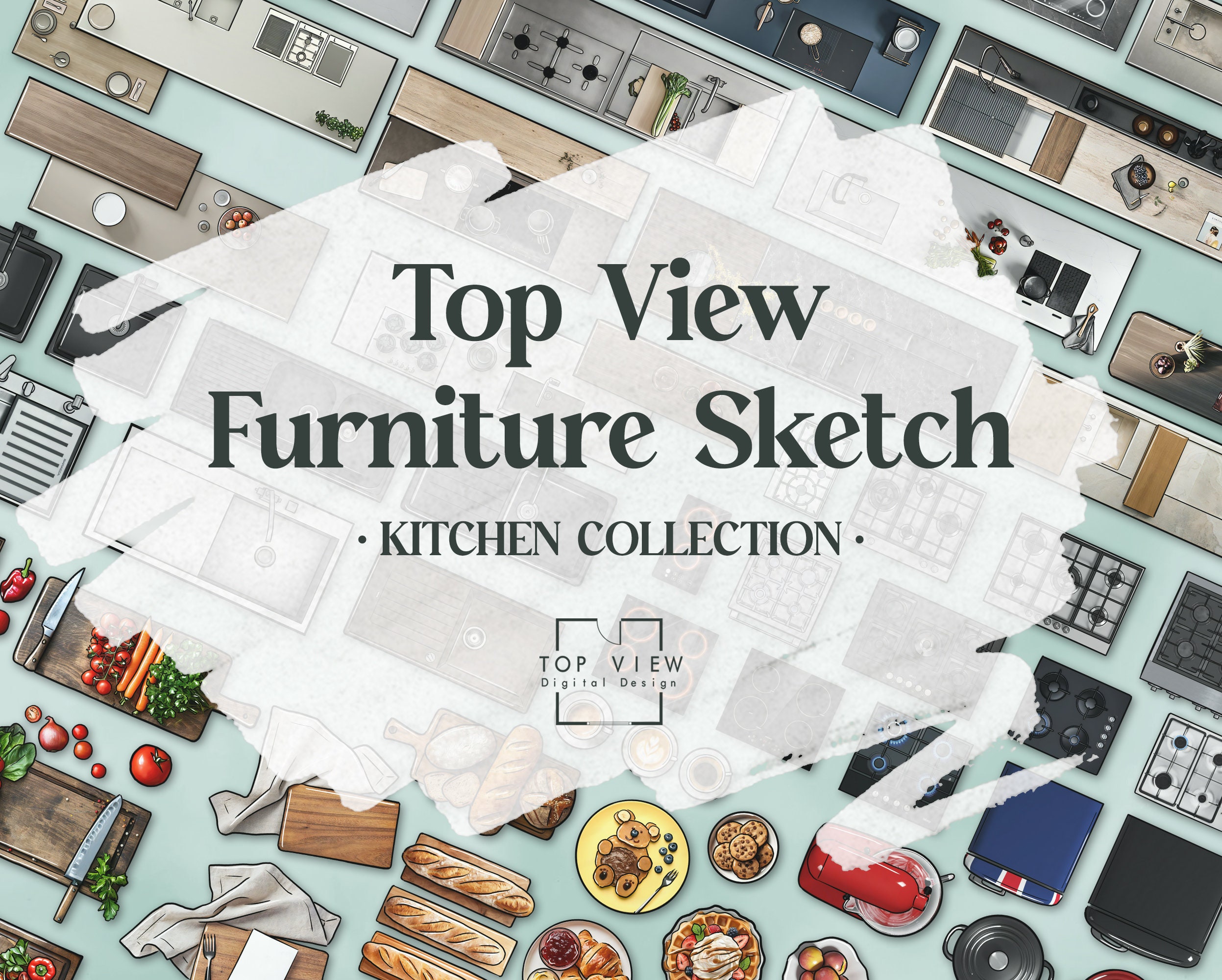 Top View Furniture Sketch – Kitchen COLLECTION - Etsy