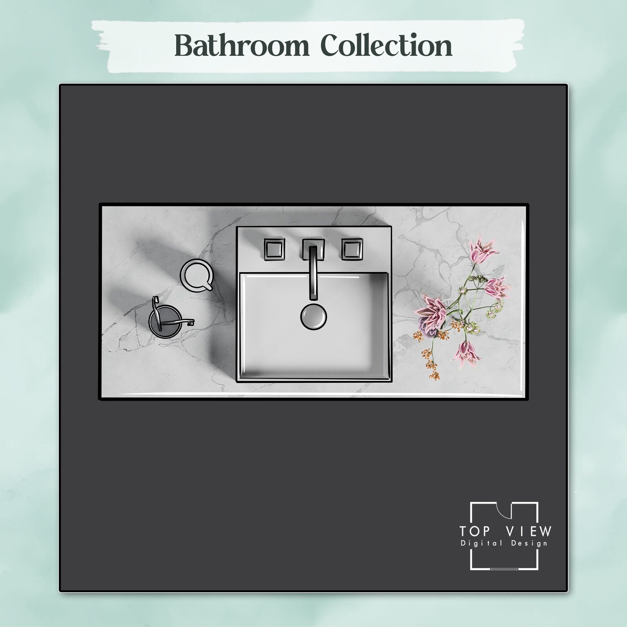 Top View Furniture Sketch – Bathroom COLLECTION - Etsy