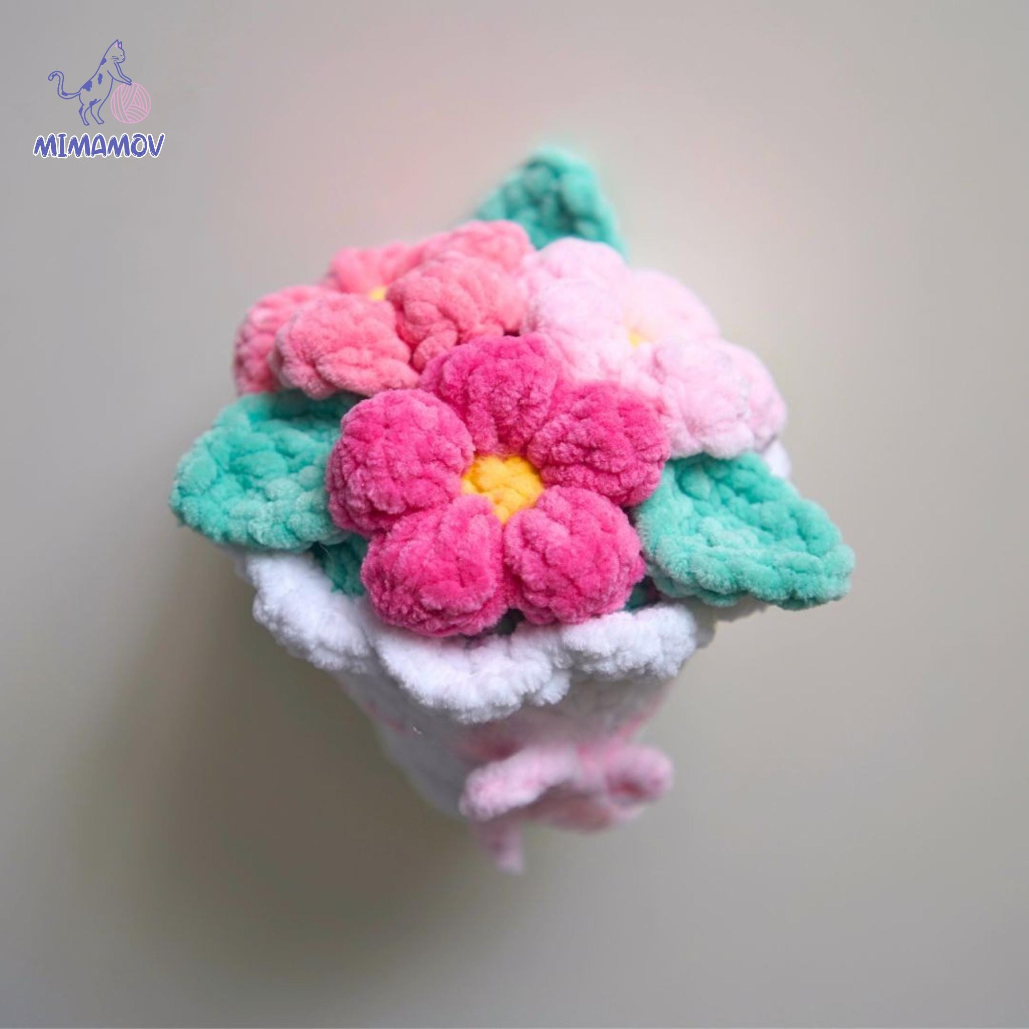 Plush Crochet Flower Bouquet - How to Crochet Flower Bouquet, Handmade ...