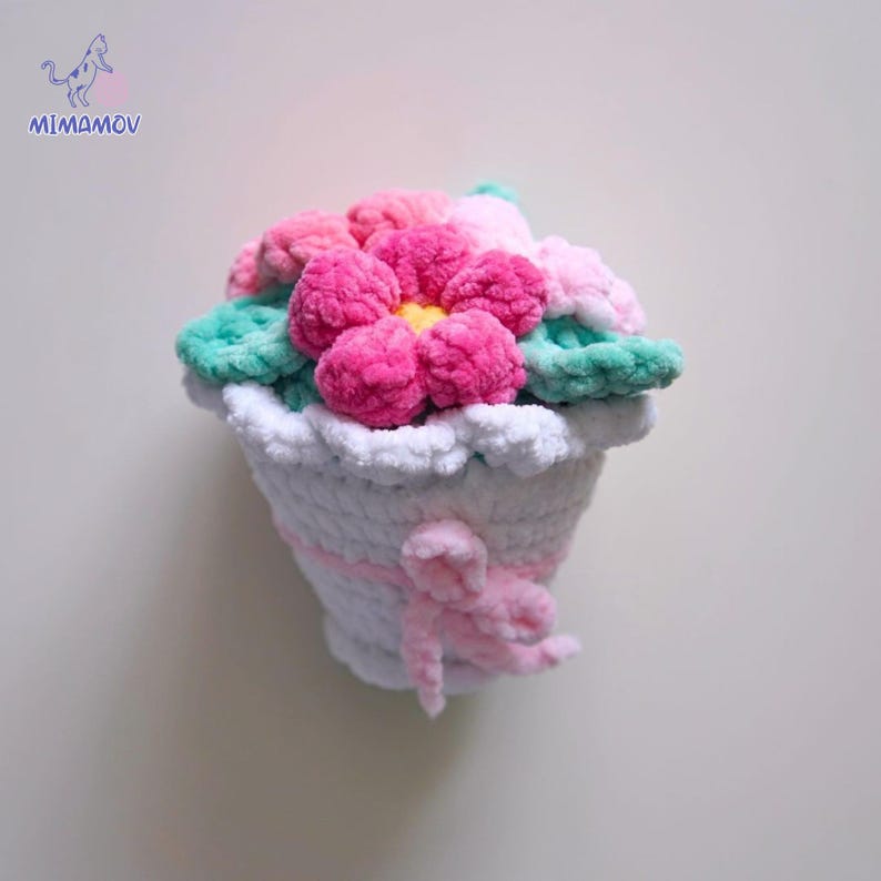 Plush Crochet Flower Bouquet - How to Crochet Flower Bouquet, Handmade ...