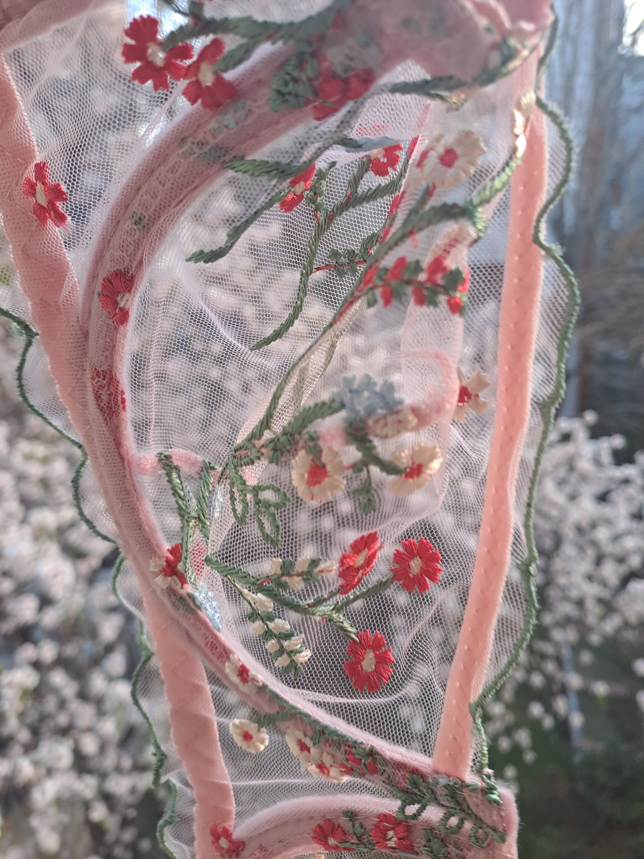 Flower Embroidered Lingerie Set Floral Sheer Bra Pink Bra - Etsy