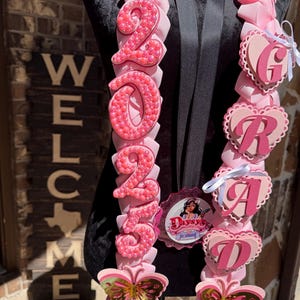 RTS Elegant Coquette Graduation Lei Pink Coquette Lei Promotion Lei 2026 Graduate Braided Ribbon ...
