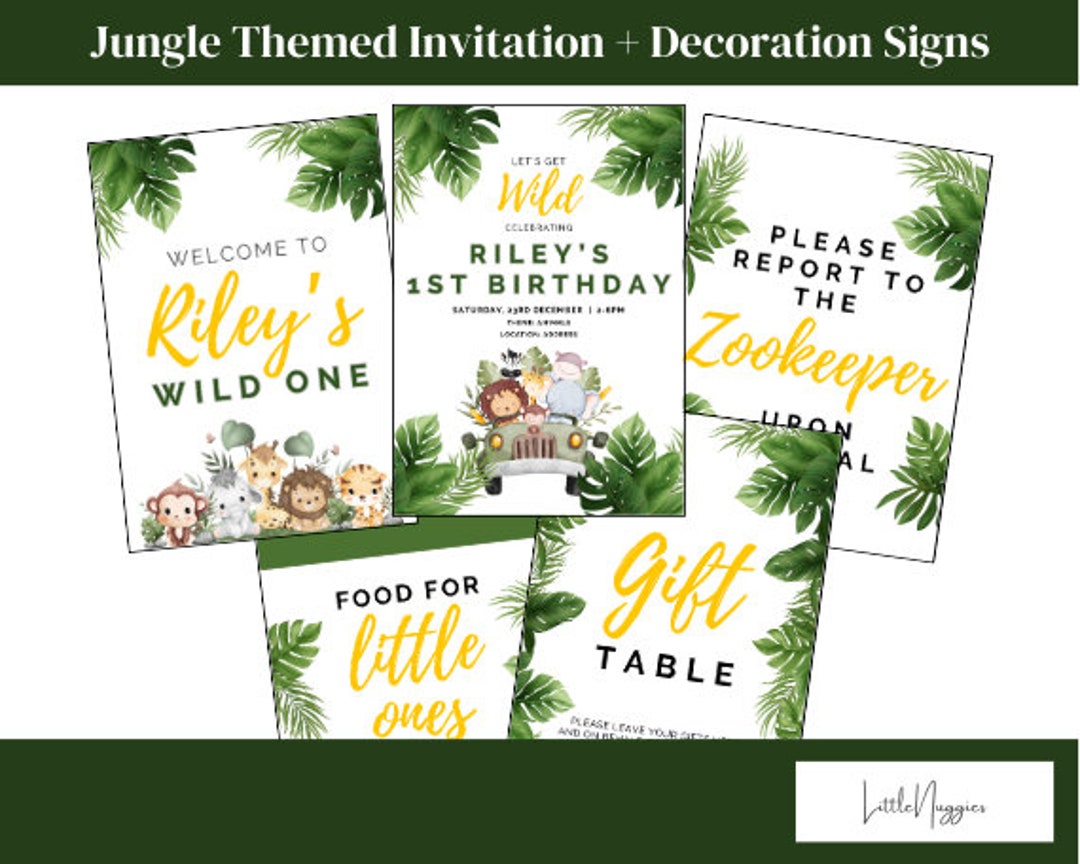 Editable Jungle-themed Invitation and Table Settings - Etsy