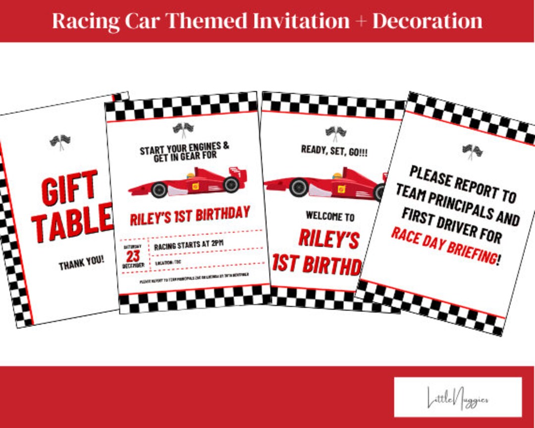 Editable F1 Car Racing Invitations Decorations - Etsy