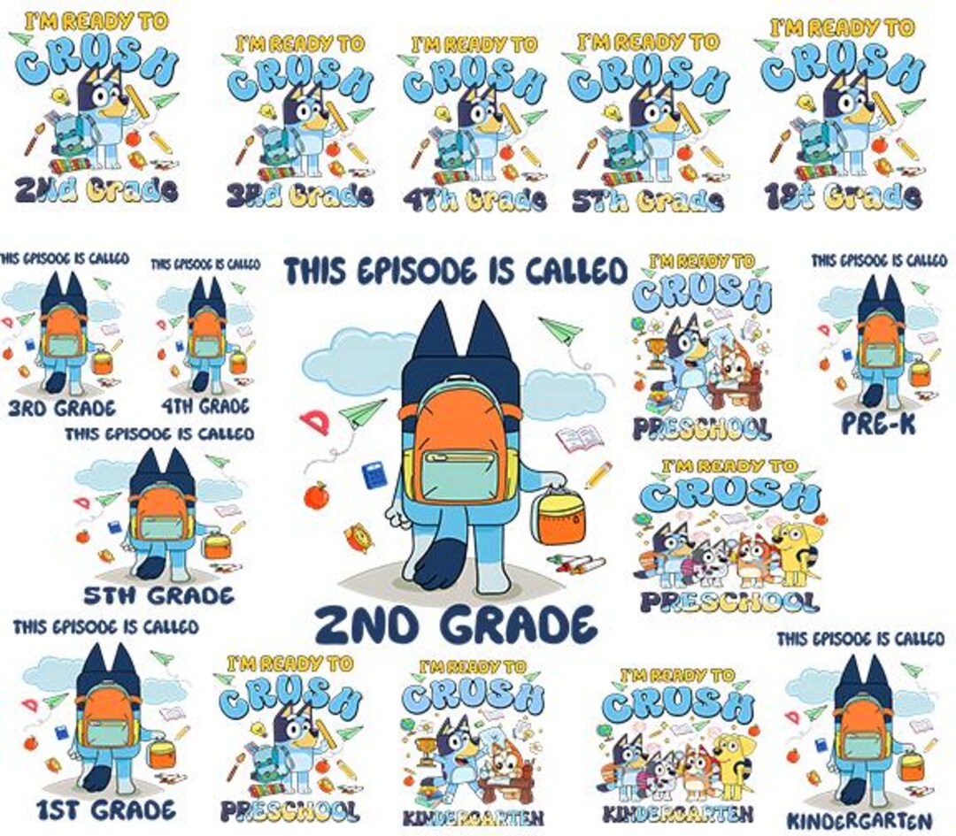 Bluey Back to School, Blueyy I'm Ready for School Png, Bluey School Png ...