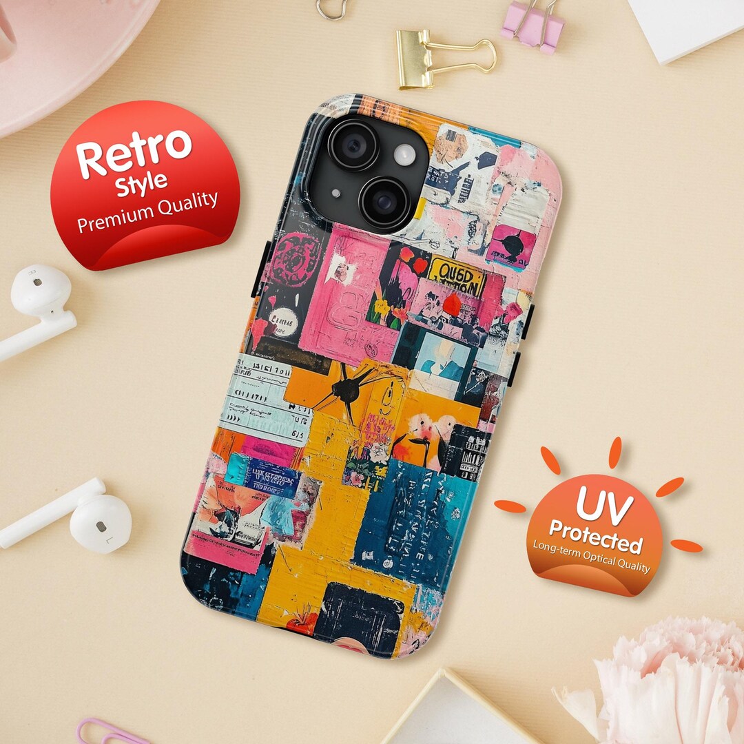 Vibrant Collage-style Abstract Phone Case | Artistic & Colorful Design ...