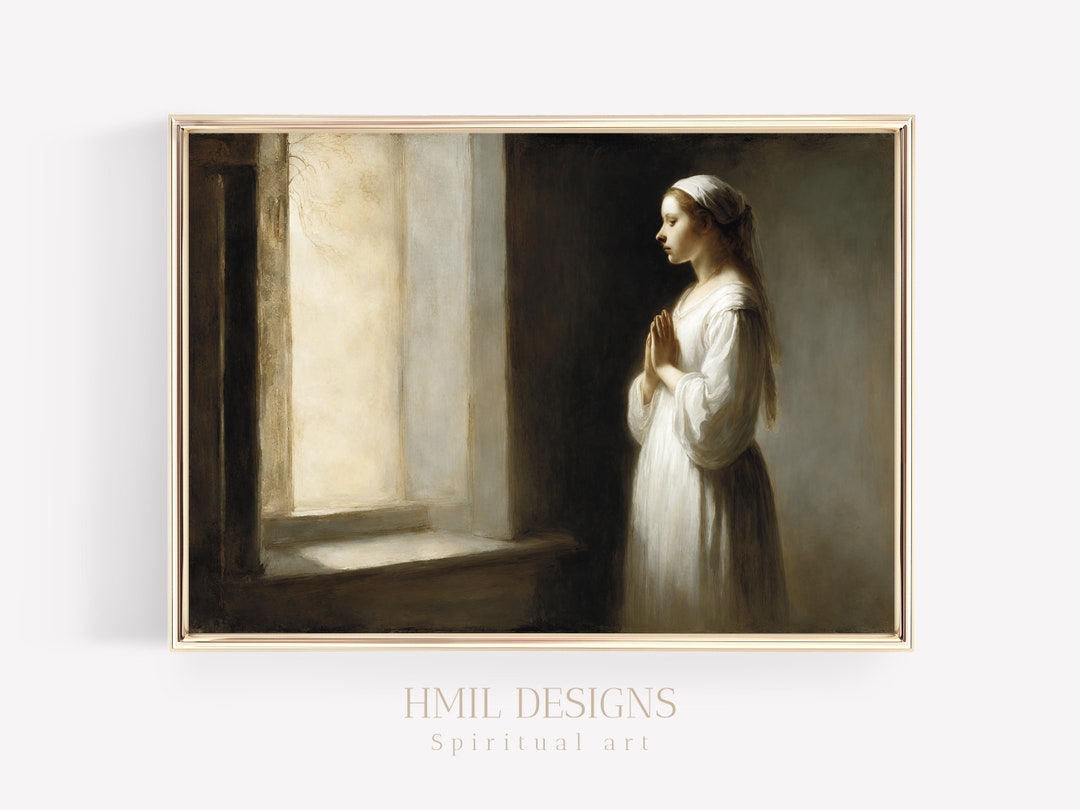 Woman Praying Art Print Printable Poster Woman Portrait Painting ...