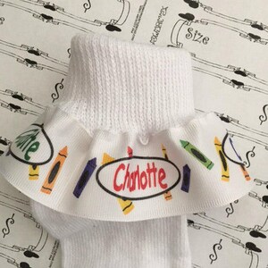 Ruffle Socks Personalized Back to School Colorful Crayons for Girls ...