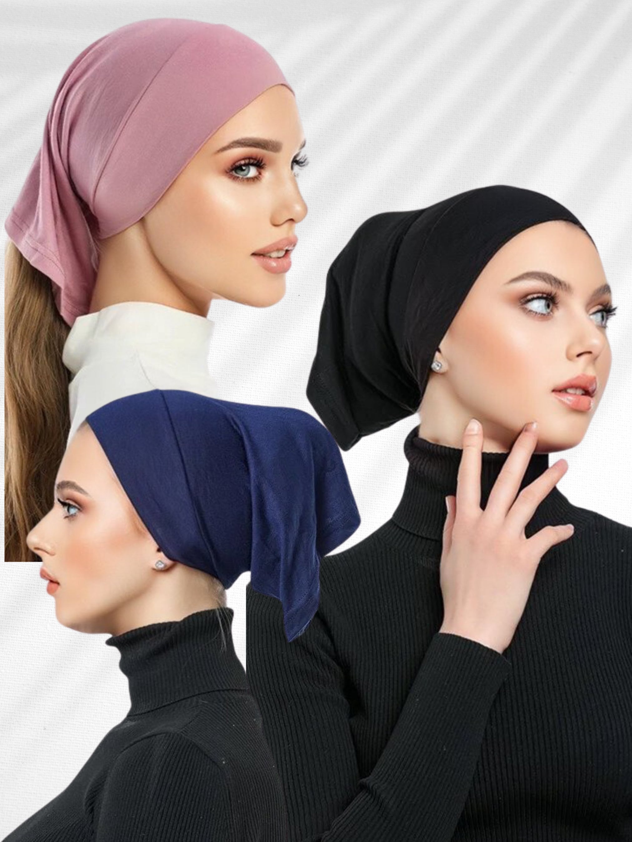 Buy 2 Set Get 1 FREE,3 Pieces Set Cap Under Hijab, Under Hijab Cap ...