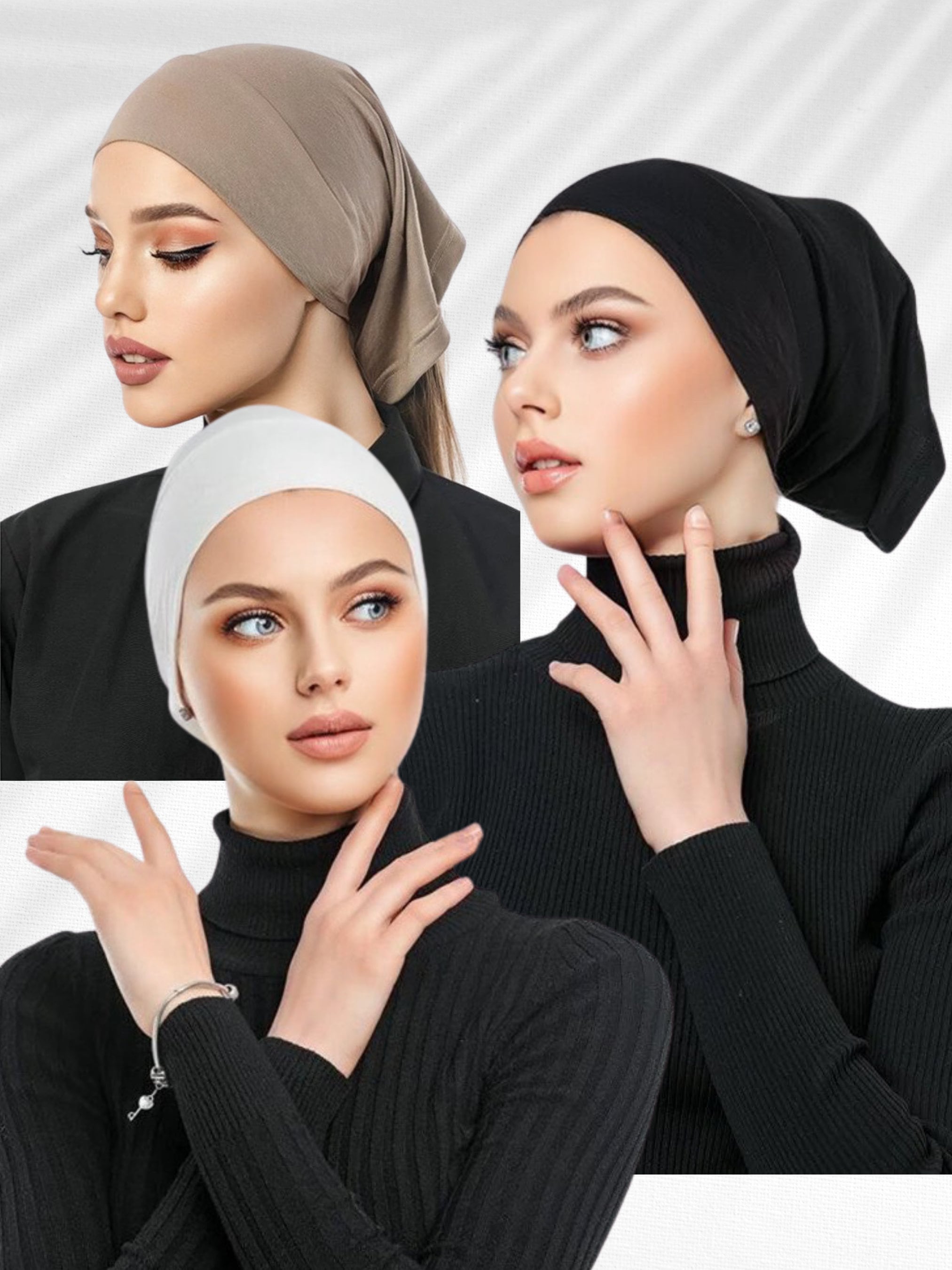 Buy 2 Set Get 1 FREE,3 Pieces Set Cap Under Hijab, Under Hijab Cap ...