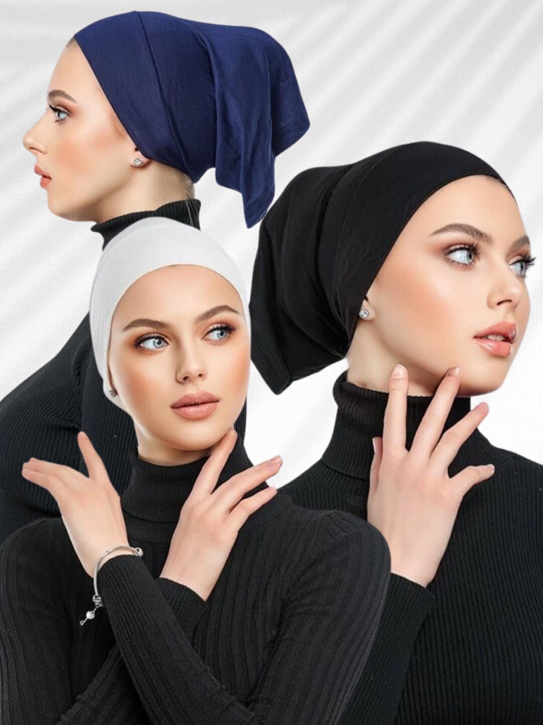 Buy 2 Set Get 1 FREE!,3 Pieces Set Cap Under Hijab, Under Hijab Cap ...