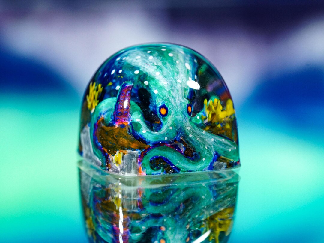 SALE 50% Blue Octopus Keycap, Ocean Theme Keycap, Aesthetic Marine Life ...