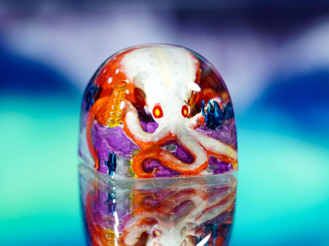 SALE 50% Orange Octopus Keycap, Ocean Desk Decor, Marine Creatures ...