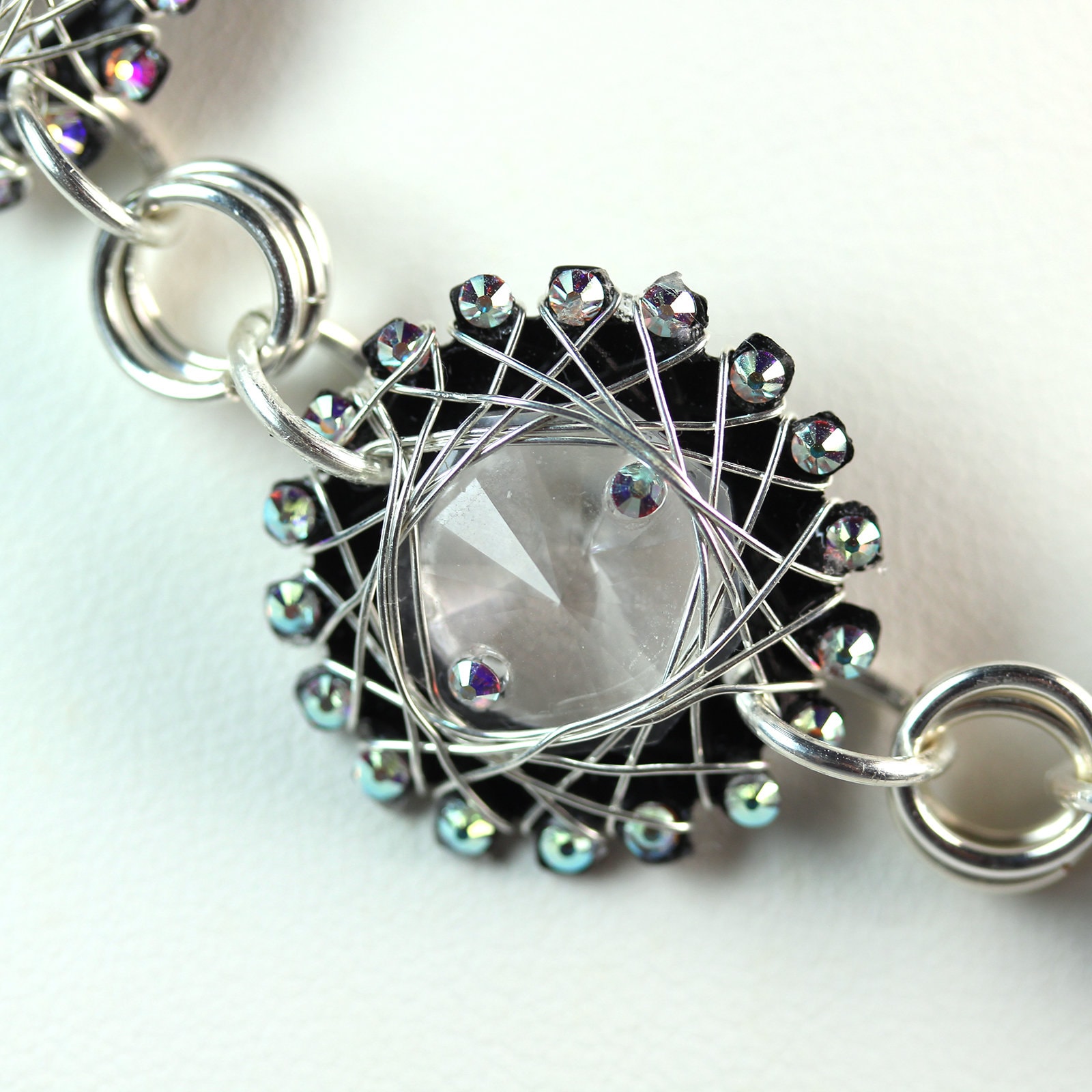 Collar de piñón 3-en-3 cadena maille-Crystal, Crystal AB - Etsy España