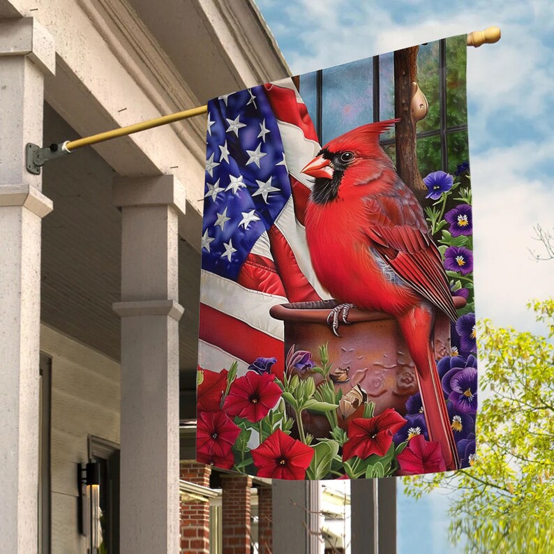 Cardinal Memorial Garden Flag/red Cardinal and Flowers Flag/design Bird ...