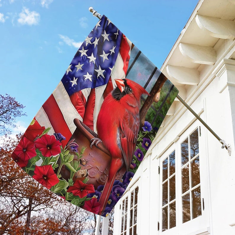 Cardinal Memorial Garden Flag/red Cardinal and Flowers Flag/design Bird ...