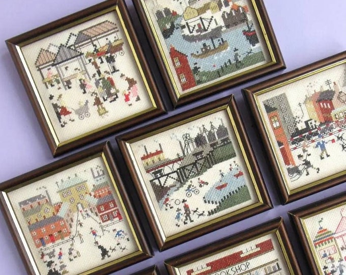 Vintage Cross Stitch Picture, Based on Work by L S Lowry, Framed ...