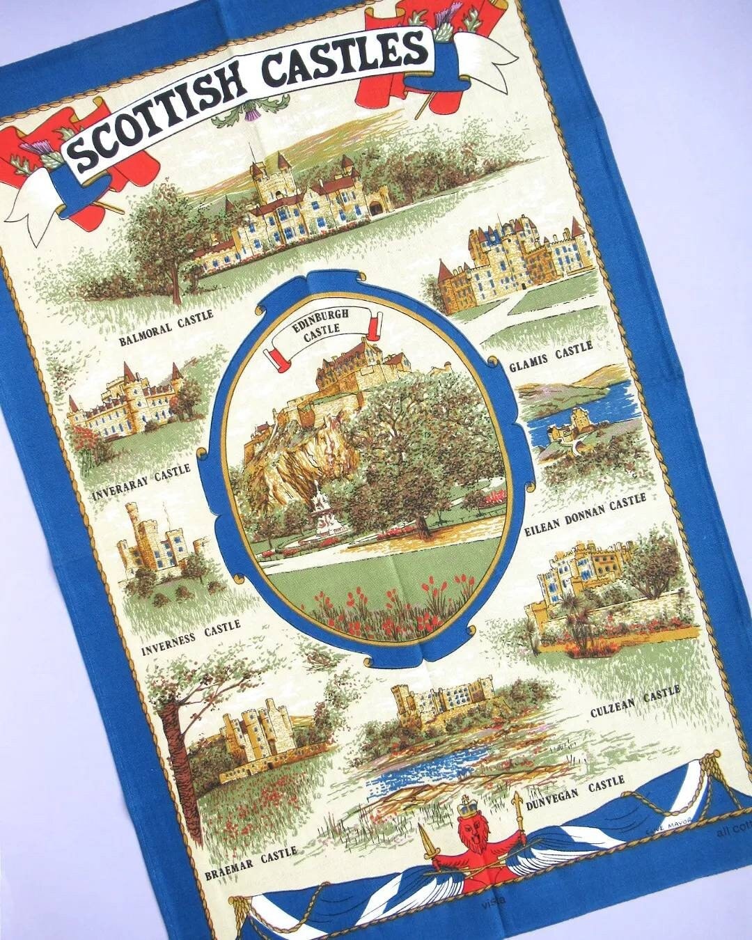 Scottish Castles, Vintage Tea Towel, Scotland Souvenir Dish Towel ...