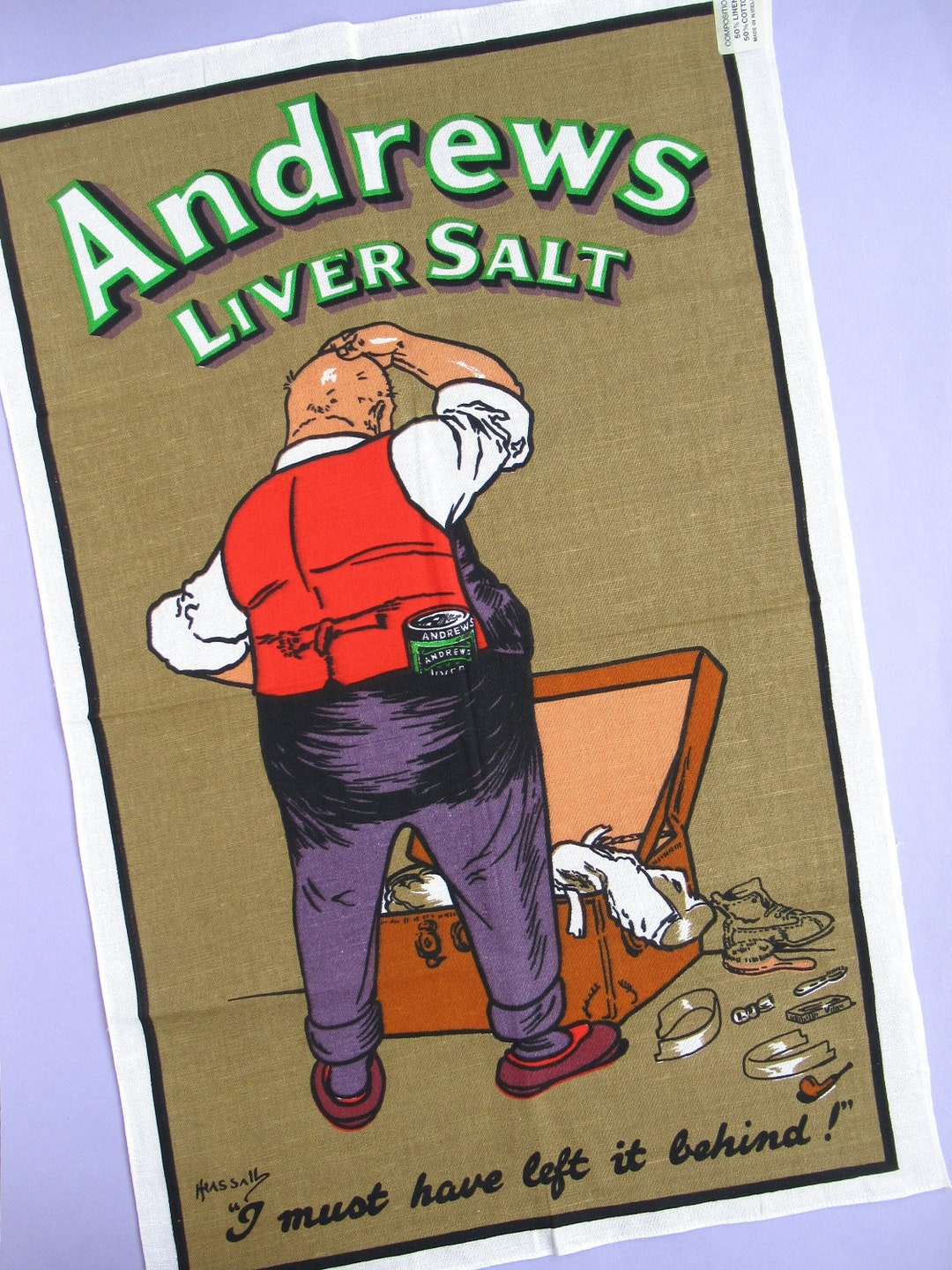Vintage Tea Towel: Andrews Liver Salts i Must Have Left It Behind Retro ...