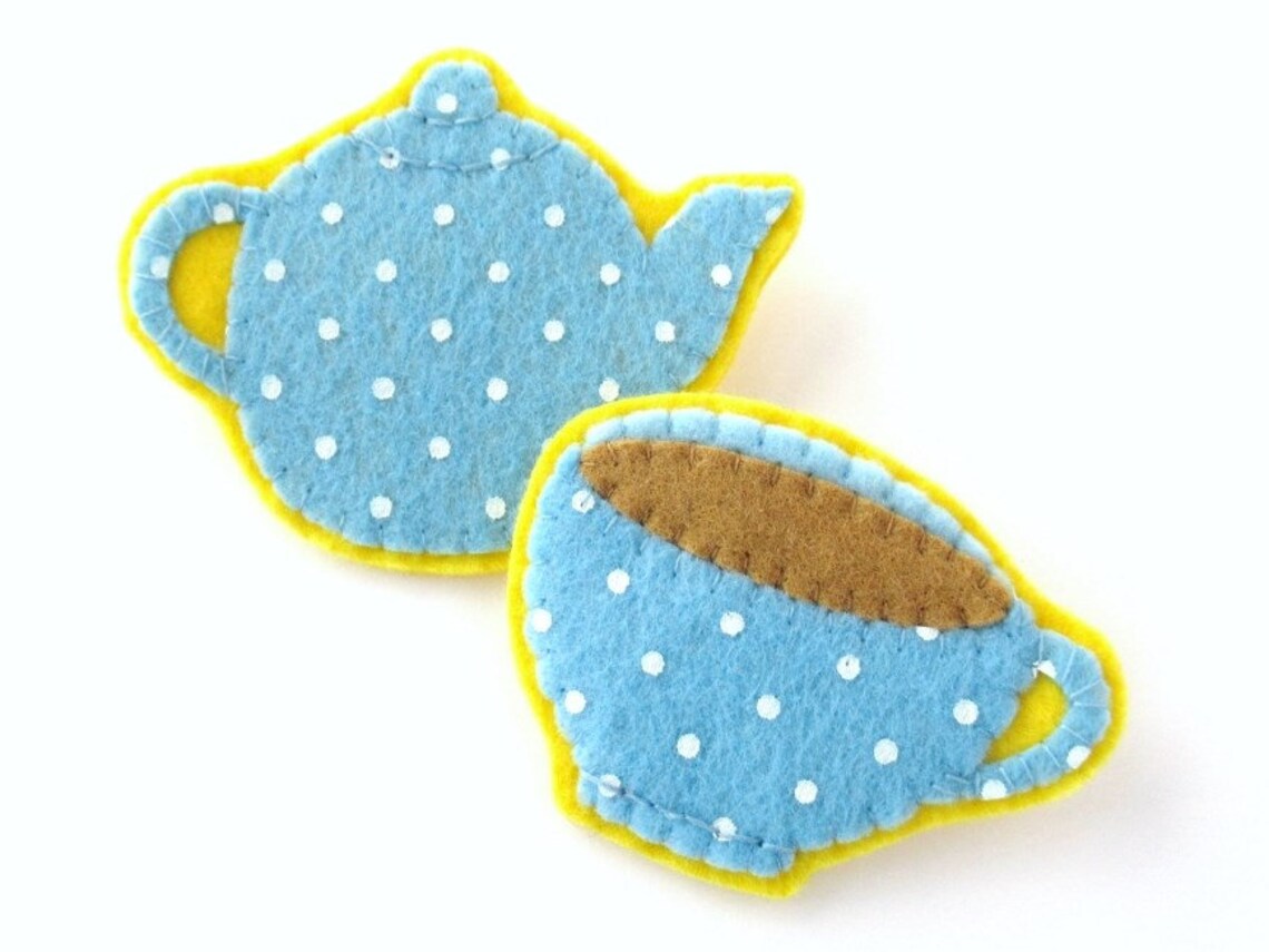 Teapot & Teacup PDF Pattern Easy Printable Felt Brooch Sewing | Etsy