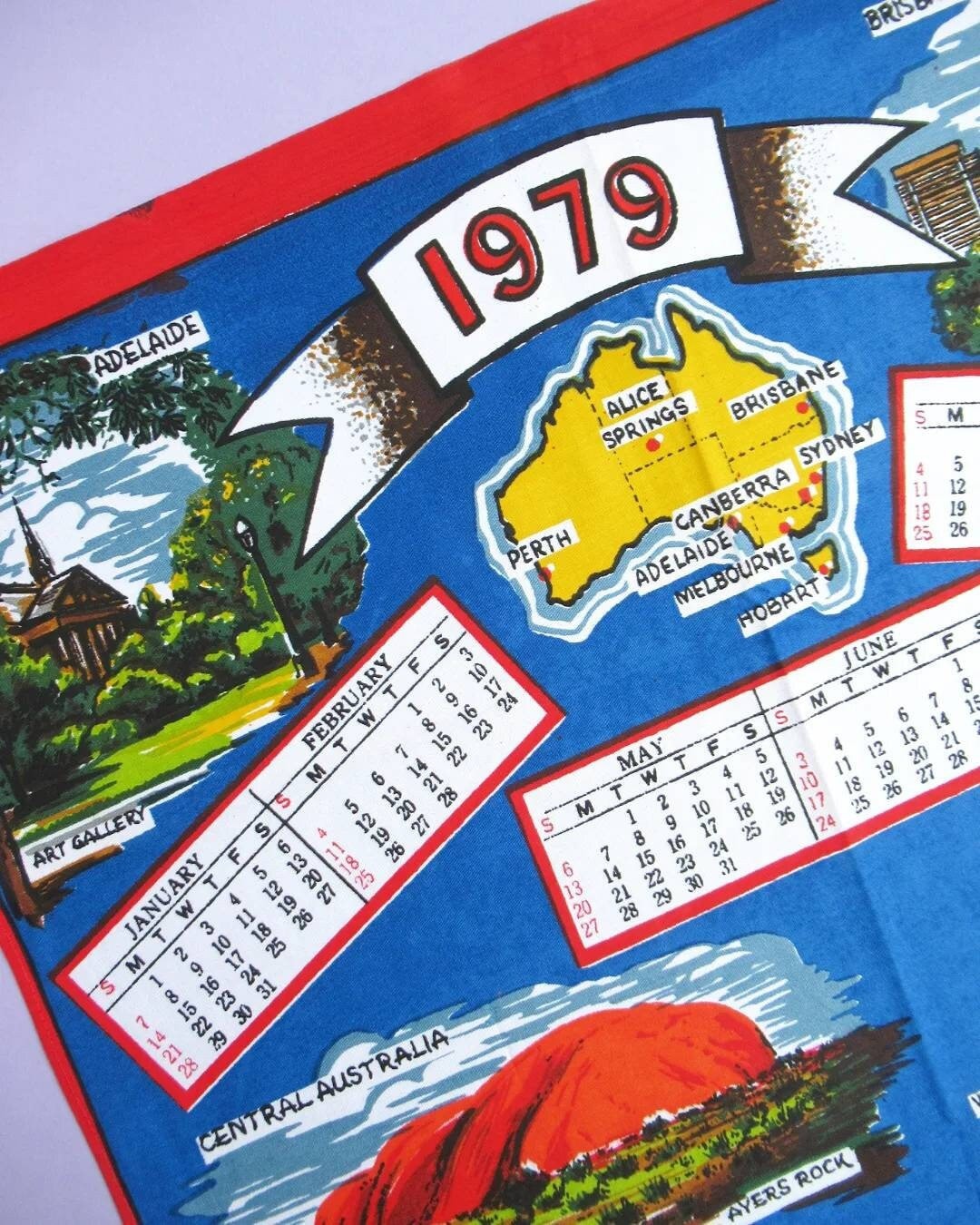 Vintage Tea Towel: 1979 Calendar, Retro Souvenir Dish Towel From ...