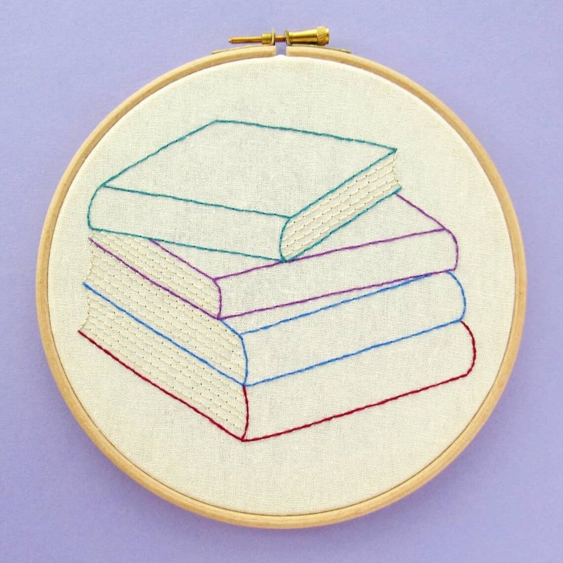 Stack of Books PDF Embroidery Pattern a Customisable - Etsy