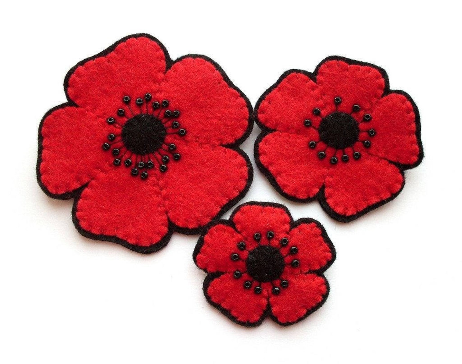 Poppies PDF Pattern - Easy Felt Flower Sewing Tutorial and Embroidery ...