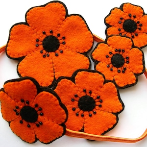 Poppies PDF Pattern - Easy Felt Flower Sewing Tutorial and Embroidery ...