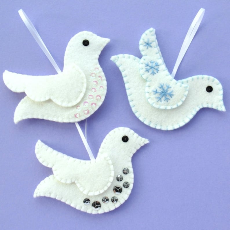 Doves PDF Pattern Felt Christmas Ornament Sewing Tutorial | Etsy