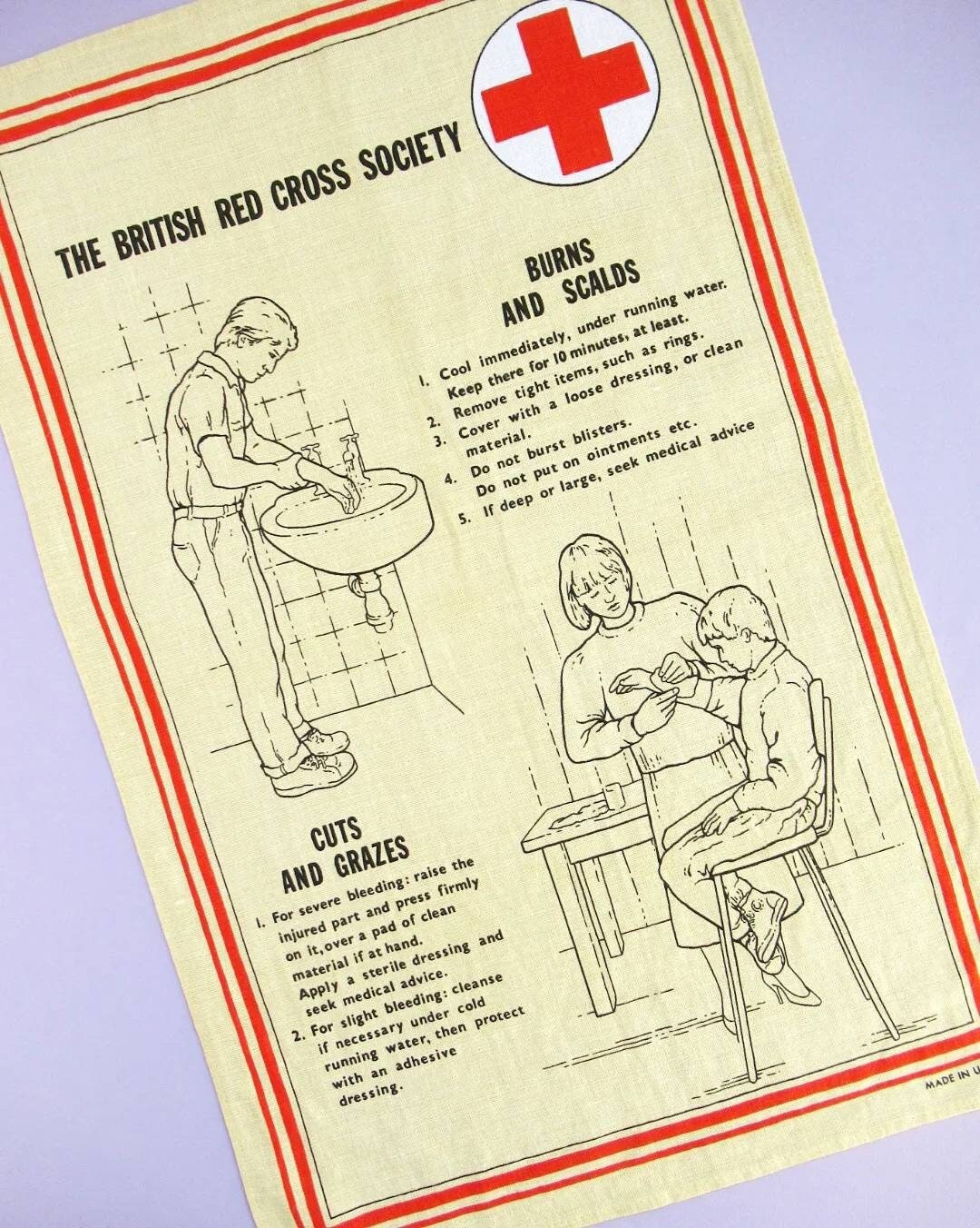 Vintage Tea Towel: First Aid Tips From the British Red Cross Society ...