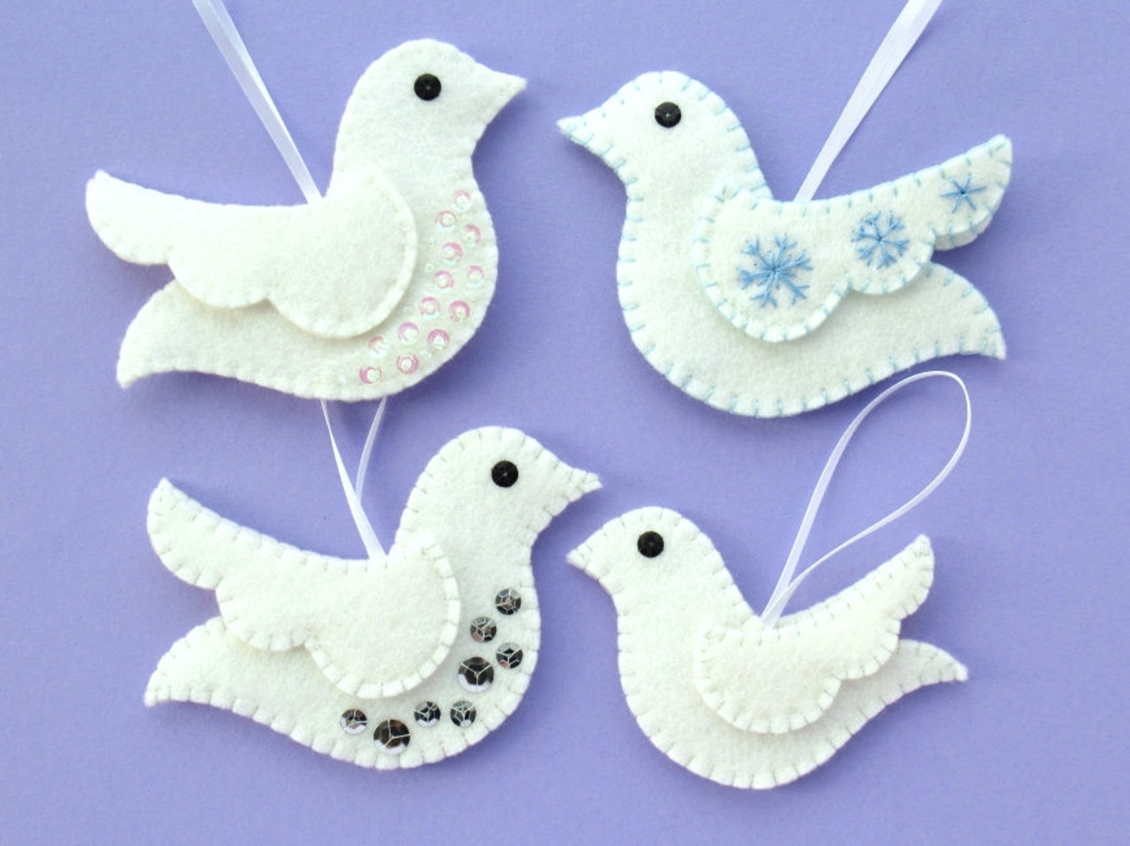 Doves PDF Pattern - Felt Christmas Ornament Sewing Tutorial, Sew Easy ...