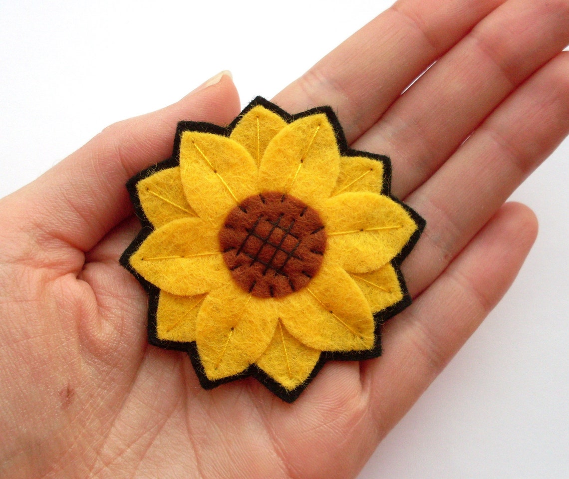 Sunflowers PDF Pattern - Felt Flower Sewing Tutorial for Making Easy Felt Sunflower Brooches ...