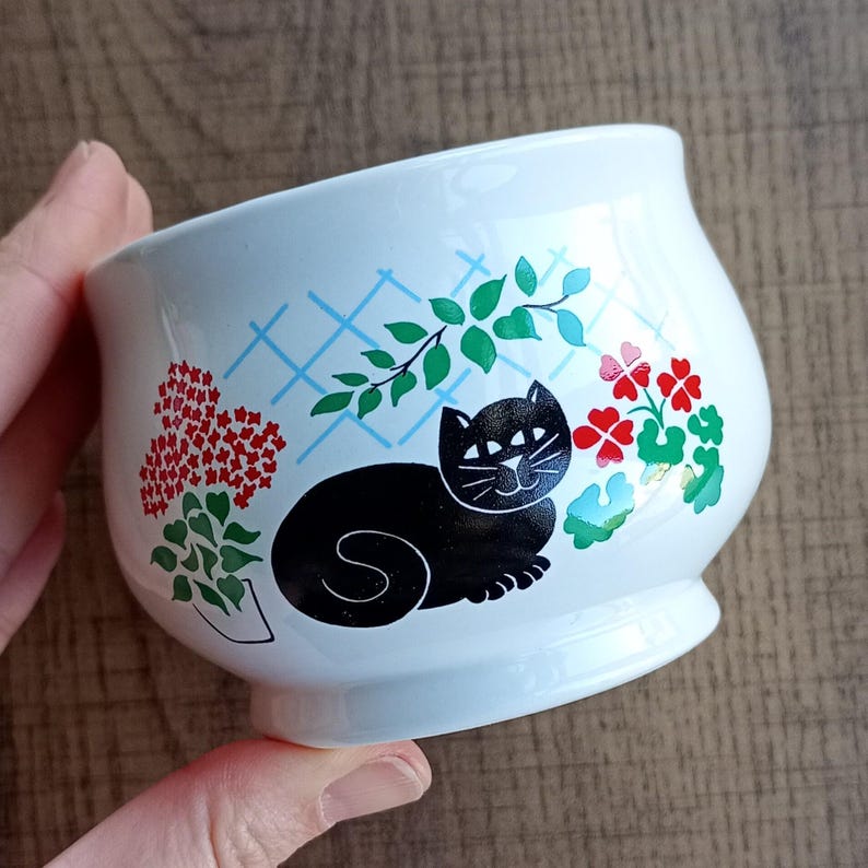Vintage Sadler Black Cat Sugar Bowl, Ceramic, 80s, 90s, Retro Home ...