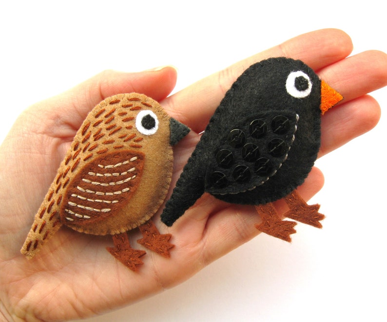 Felt Blackbirds PDF Pattern, Felt British Bird Sewing Tutorial, Easy ...