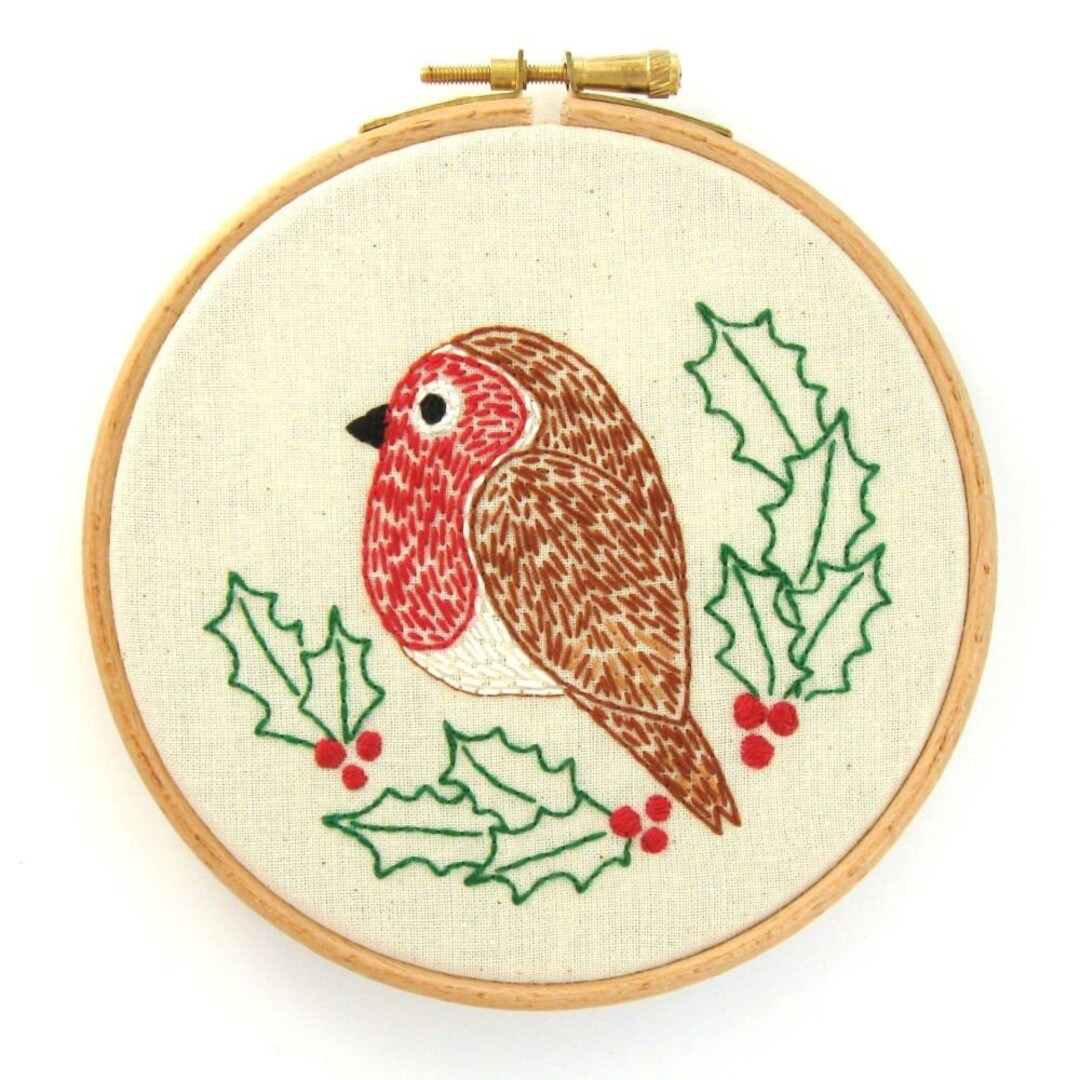 Robin Embroidery Pattern - PDF - Robin and Holly, Hand Embroidery ...