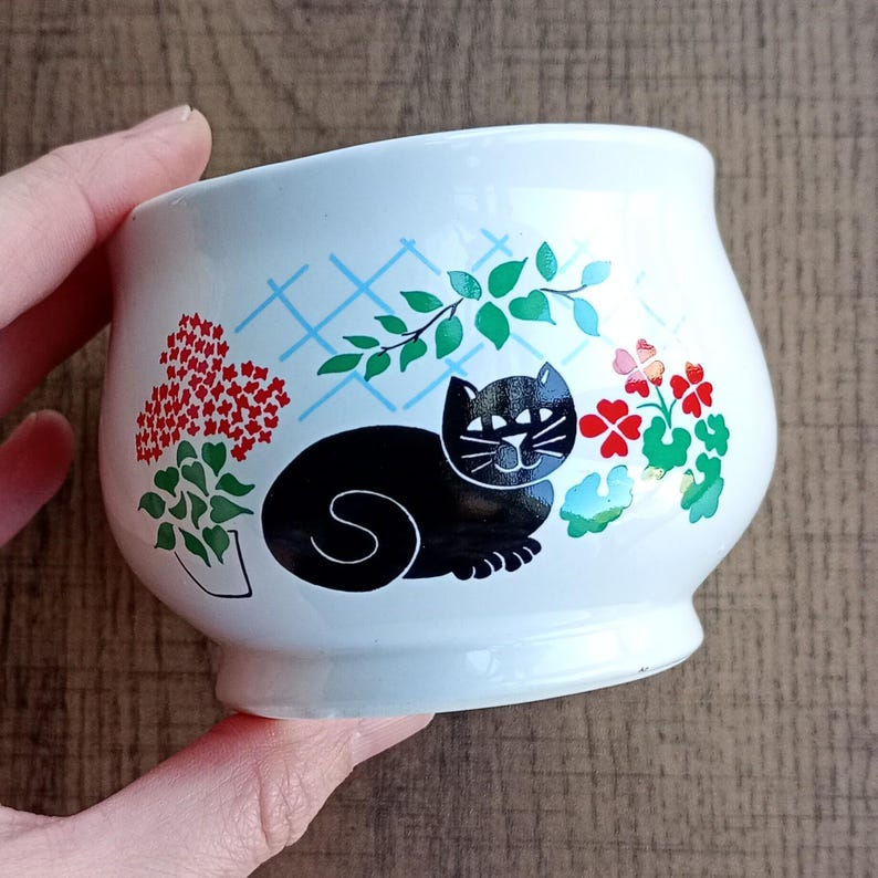 Vintage Sadler Black Cat Sugar Bowl, Ceramic, 80s, 90s, Retro Home ...