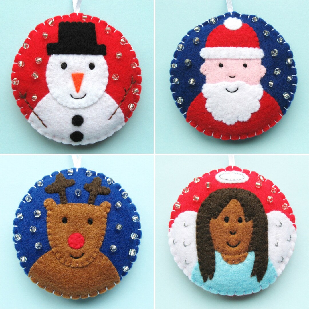 4 Felt Christmas Baubles, PDF Pattern Bundle, Easy Sewing Tutorials ...