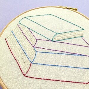 Stack of Books PDF Embroidery Pattern, a Customisable Embroidery Design ...