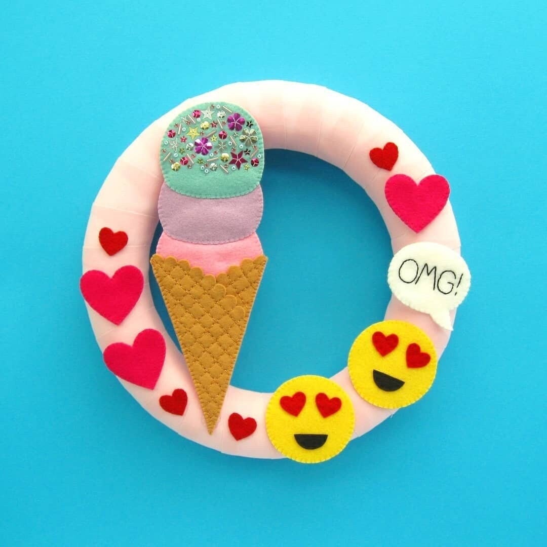 Felt Ice Cream Wreath Tutorial, a PDF Sewing Pattern to Make a Fun ...