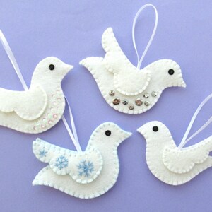 Doves PDF Pattern - Felt Christmas Ornament Sewing Tutorial, Sew Easy ...