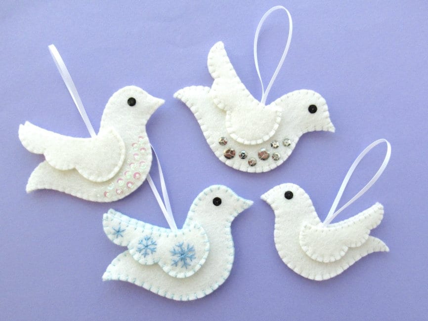 Doves PDF Pattern - Felt Christmas Ornament Sewing Tutorial, Sew Easy ...