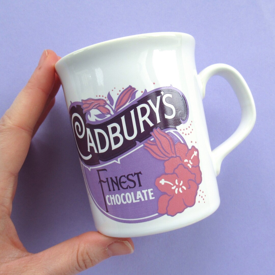 Vintage Cadbury's Mug, Cadbury's Finest Chocolate, Pink, Purple, Retro ...