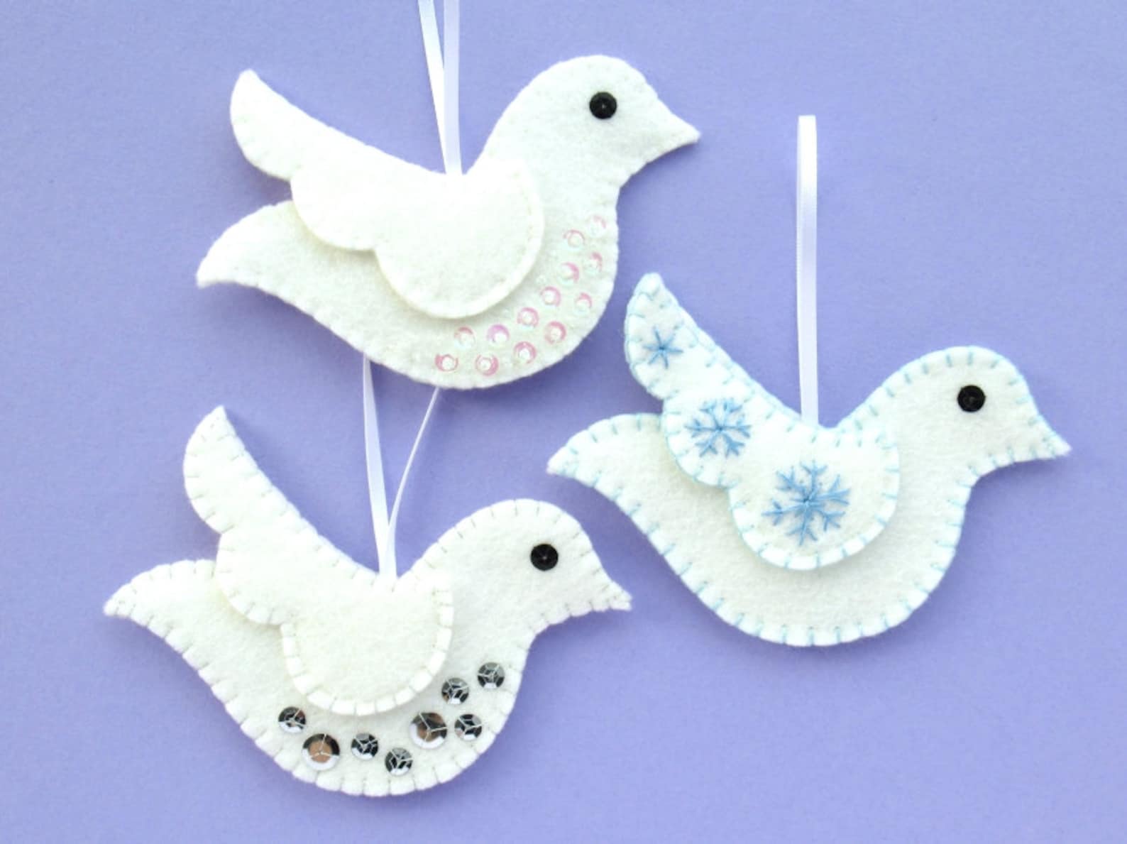 Doves PDF Pattern Felt Christmas Ornament Sewing Tutorial - Etsy