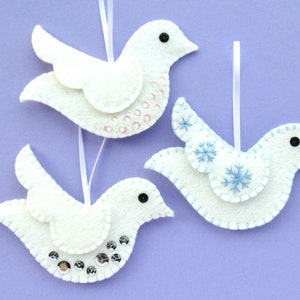Doves PDF Pattern - Felt Christmas Ornament Sewing Tutorial, Sew Easy ...