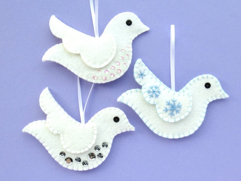 Doves PDF Pattern Felt Christmas Ornament Sewing Tutorial | Etsy