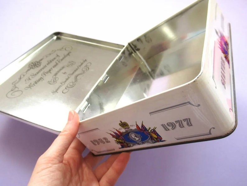 Vintage Tin and Stationery Set Queen Elizabeth II Silver - Etsy