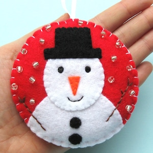 Felt Snowman - PDF Ornament Pattern - Sew a Cute Felt Christmas ...