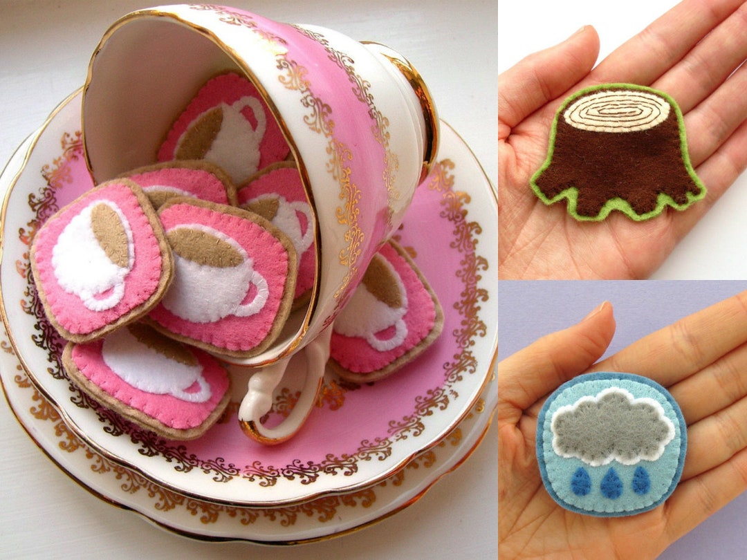 Felt Brooches, 3 PDF Patterns Sew Cute Teacups, Rainclouds and Tree ...